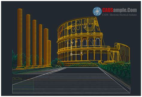 Historical Building Roman Coliseum Dwg Cadsample Com Free Dwg Cad File