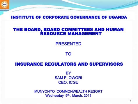 Ppt Institute Of Corporate Governance Of Uganda Powerpoint
