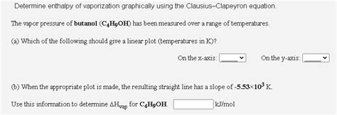 Solved Determine Enthalpy Of Vaporization Graphically Using