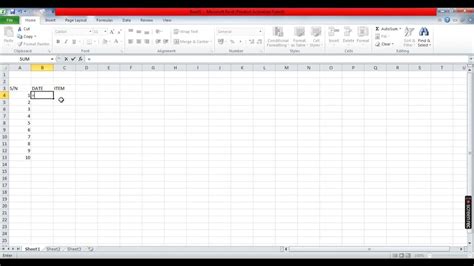 How Create A Table In Ms Office Excell Youtube
