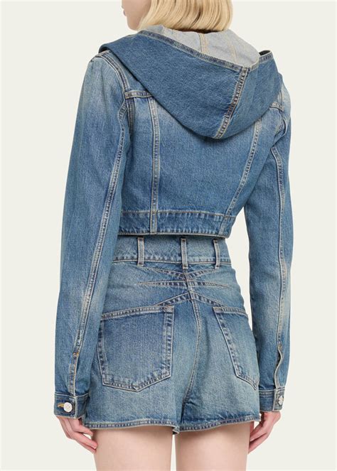 Alaia Hooded Crop Denim Jacket Bergdorf Goodman