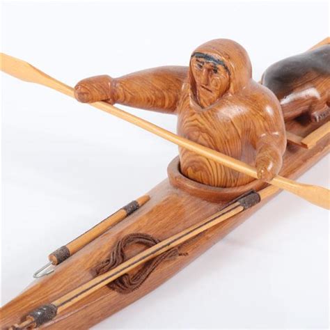 Sold Price Roy Dimmick Deering Alaska Eskimo Inuit Carved Wood Model Of A Kayak With Hunter