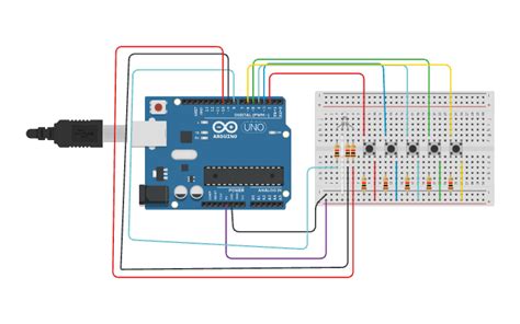 circuit design rgb push botton tinkercad