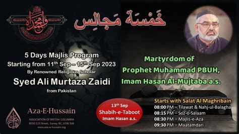 Syed Ali Murtaza Zaidi Majlis Khamsa E Majalis Safar YouTube