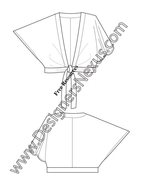 Adobe Illustrator Flat Sketch Downloads V10 Kimono Sleeve Tie Front