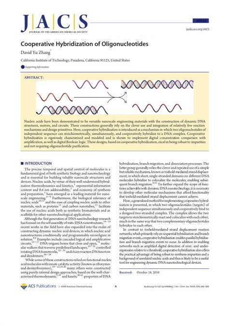 Pdf David Yu Zhang Cooperative Hybridization Of Oligonucleotides Dokumentips