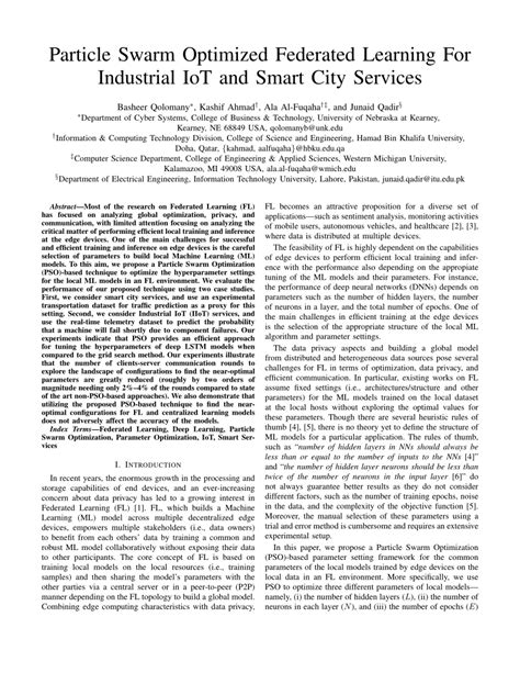 pdf particle swarm optimized federated learning for industrial iot