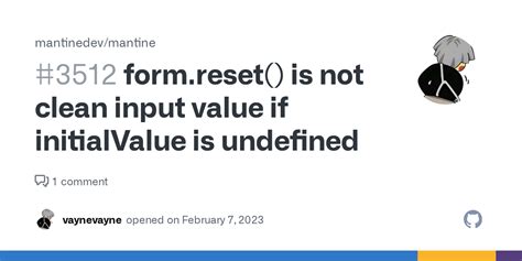Formreset Is Not Clean Input Value If Initialvalue Is Undefined