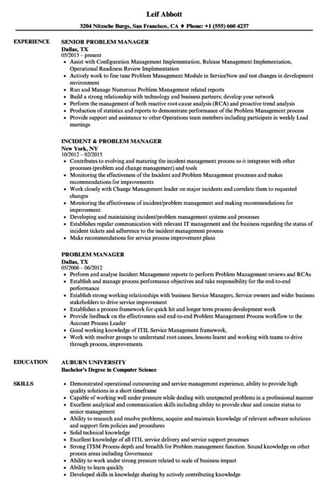 Problem Manager Resume Samples Velvet Jobs