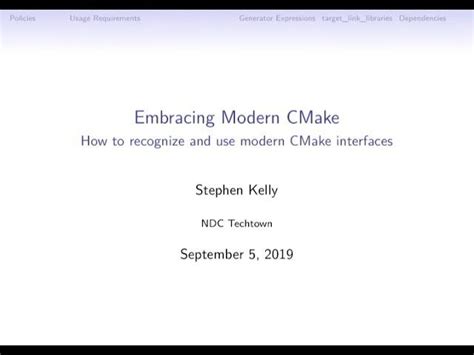 NDC Conferences Talk Embracing Modern CMake From NDC Conferences Class Central