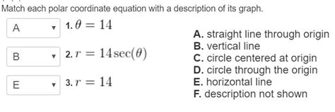 Solved Match Each Polar Coordinate Equation With A Chegg Com
