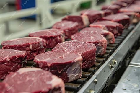 Premium Photo A Highquality Beef Steaks On A Production Line In An