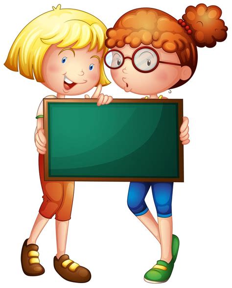 Deux Filles Tenant Un Tableau Vert 368020 Telecharger Vectoriel