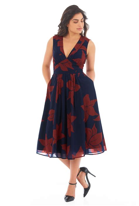 Shop Pleated Empire Floral Print Georgette Dress Eshakti
