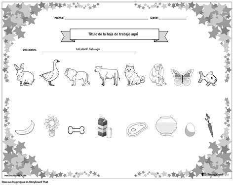Hoja De Trabajo Para Relacionar Animales Con Alimentos Blanco Y Negro
