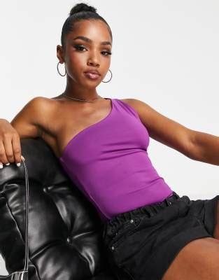 Miss Selfridge Lilla 90 er bodystocking med et ærme ASOS