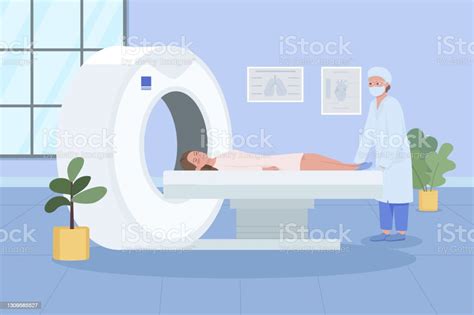 Mri 스캔 에 병원 플랫 컬러 벡터 일러스트 Mri 스캔에 대한 스톡 벡터 아트 및 기타 이미지 Mri 스캔 Mri