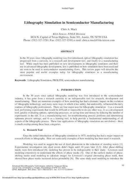 pdf lithography simulation in semiconductor manufacturing dokumen tips