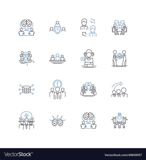 Joint Workers Line Icons Collection Ollaboration Vector Image