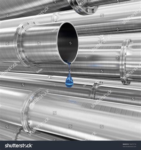 Water Pipeline Drop Water Follows Pipe Stock Illustration 74672710