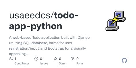 GitHub Usaeedcs Todo App Python A Web Based Todo Application Built With Django Utilizing SQL