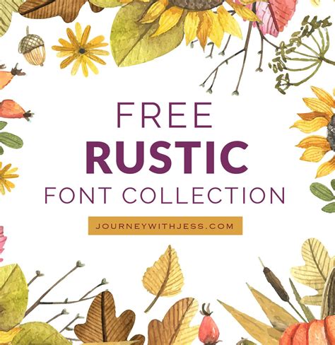 Free Rustic Font Collection With Watercolor Flowers And Leaves