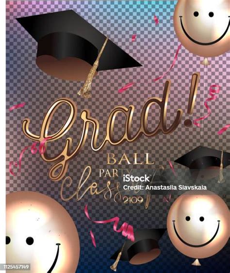 마치고 파티 초대장 카드 미소 공기 풍선 색종이와 졸업 모자 0명에 대한 스톡 벡터 아트 및 기타 이미지 0명 가장자리 개념 Istock