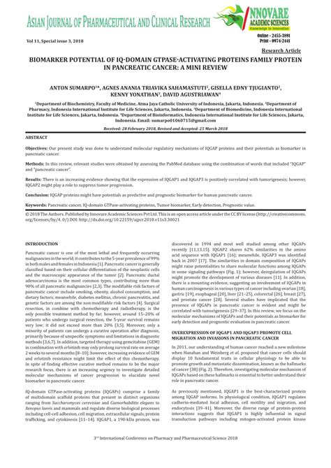 Pdf Biomarker Potential Of Iq Domain Gtpase Activating Proteins