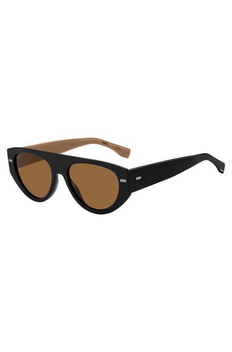 Boss Black Bio Acetate Sunglasses With Lasered Logo Temples For Men
