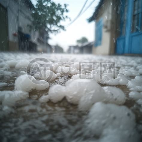 城市中突降的冰雹图片高清图片素材