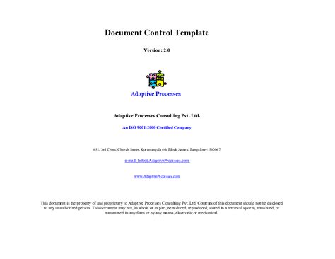 Document Control Template Excel Xls