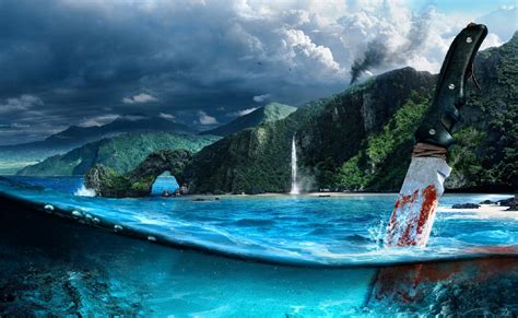 배경 화면 비디오 게임 바다 물 섬 칼 분할보기 거리가 멀다 3 Farcry 대양 웨이브 주유 컴퓨터 벽지 바람 파도 익스트림 스포츠 해양