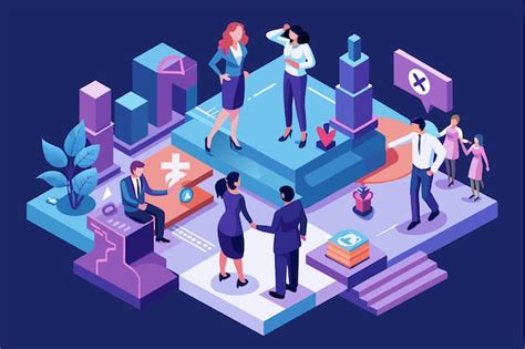 Diverse Characters Engage In Discussions About Gender Violence Awareness In A Colorful Isometric