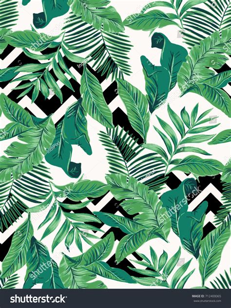 Seamless Tropical Leaves Pattern Vector Stock Vector 712400065
