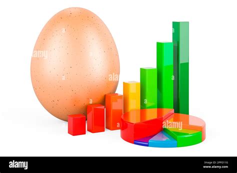 Egg With Growth Bar Graph And Pie Chart D Rendering Isolated On White