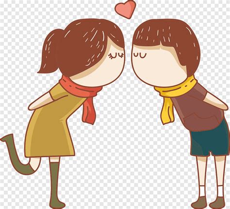 Man En Vrouw Op Het Punt Om Te Kussen Kus Cartoon Paar Cartoon Paar