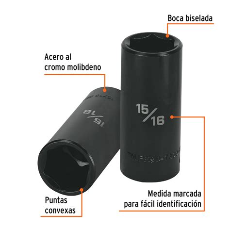 Dado Largo Impacto 15 16 X 1 2 Truper 1 Pieza Casco De Oro Ferreterías