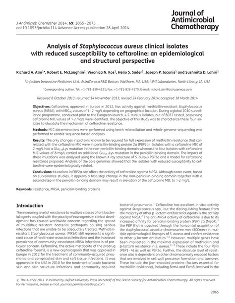 Pdf Analysis Of Staphylococcus Aureus Clinical Isolates With Reduced Susceptibility To