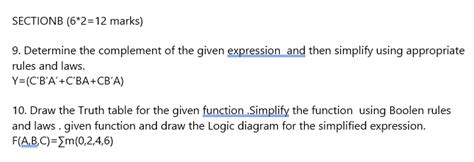 Solved Determine The Complement Of The Given Expression Chegg