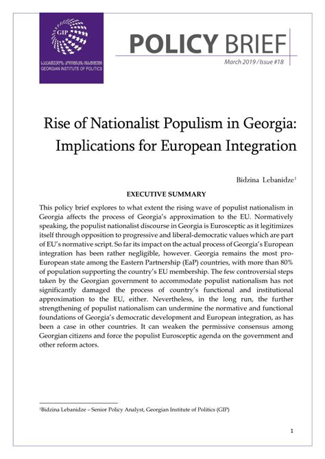 Pdf Rise Of Nationalist Populism In Georgia Implications For