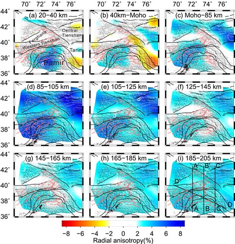 Ai Map Of Radial Anisotropy Models Pink Lines Indicate The Results