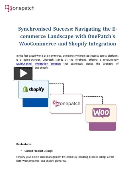 PPT – Synchronised Success: Navigating the E-commerce Landscape with OnePatch's WooCommerce and ...