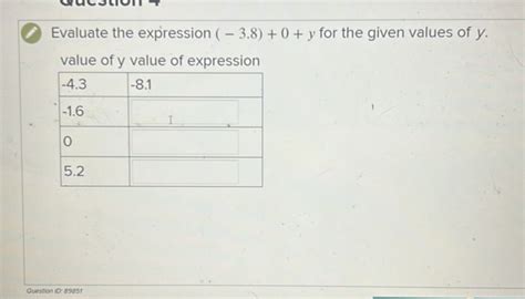 Evaluate The Expression Y For The Given Studyx