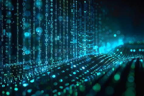 Depicting A Background With Blue And Green Binary Code On A Black Background The Concept Is