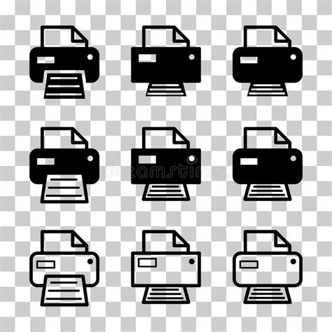 Set Of Printer Document Web Icon Printout Machine Technology Flat Sign Vector Illustration