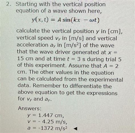 2 Starting With The Vertical Position Equation Of A
