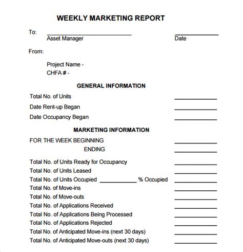 Weekly Marketing Report Template