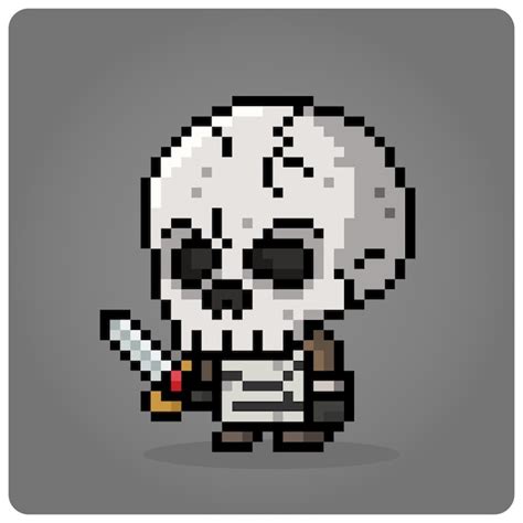 Premium Vector 8 Bit Pixel Skull Face Character For Game Assets And