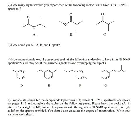 2 How Many Signals Would You Expect Each Of The Following Molecules To Have In Its H Nmr