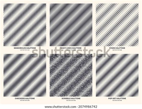 Different Variations Halftone Texture Set Vector Stock Vector Royalty Free 2074986742